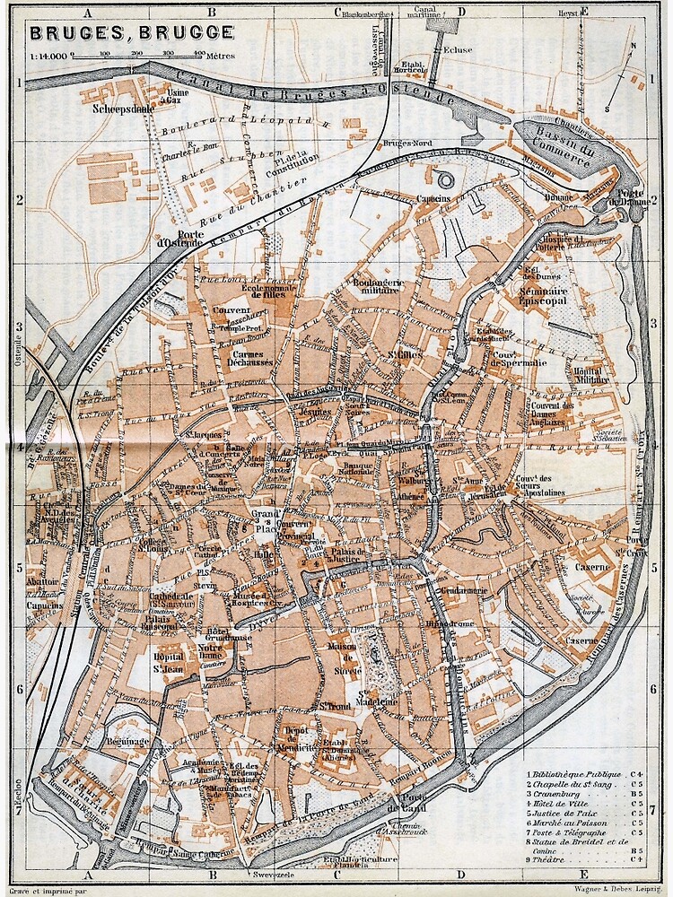 "Vintage Map of Bruges (1905) " Art Print by BravuraMedia | Redbubble