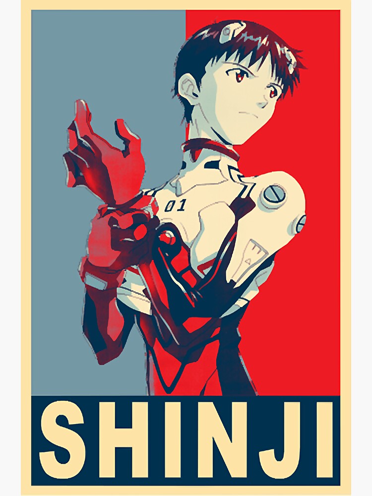 "Shinji Poster " Sticker by Veriato93 | Redbubble