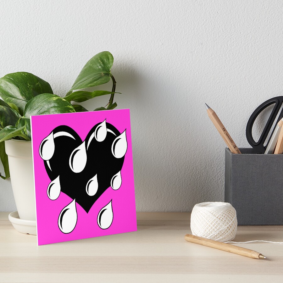 "Weeping Heart in Black and White (pink background)" Art Board Print by ...