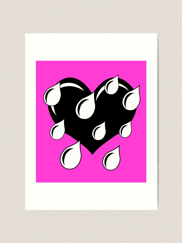 Lámina artística «Corazón llorando en blanco y negro (fondo rosa)» de ...