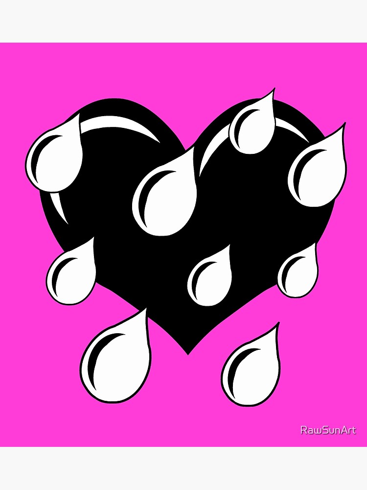 Lámina artística «Corazón llorando en blanco y negro (fondo rosa)» de ...