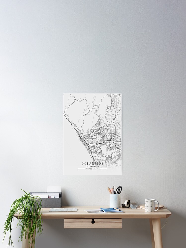 "Oceanside - California - US Gray City Map" Poster for Sale by ...