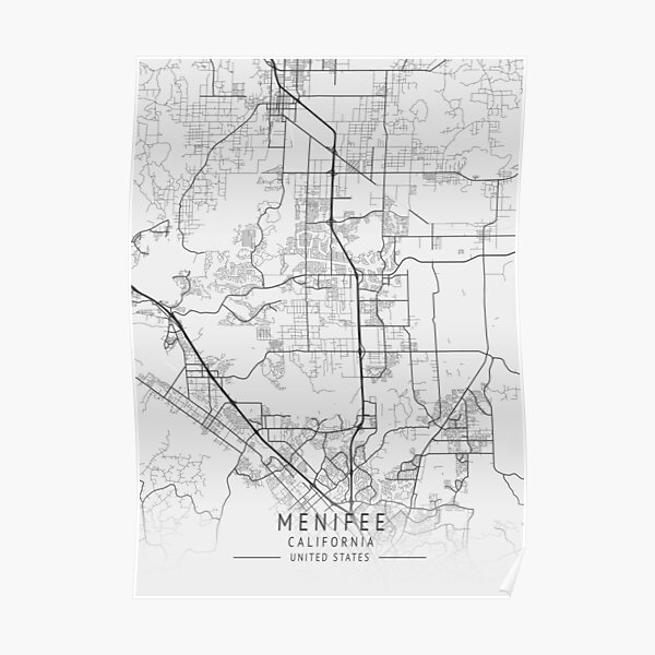 "Menifee - California - US Gray City Map" Poster by ctmapprint | Redbubble