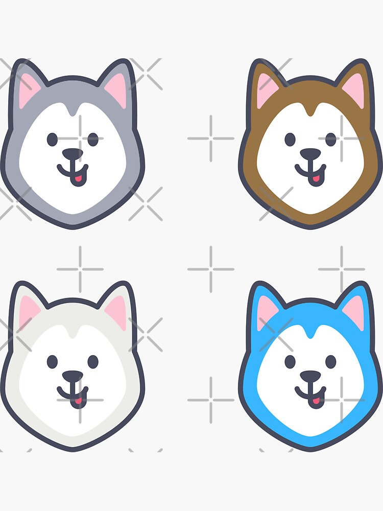 "Multi Color Husky Dogs Sticker Pack" Sticker for Sale by TheWildFlix ...