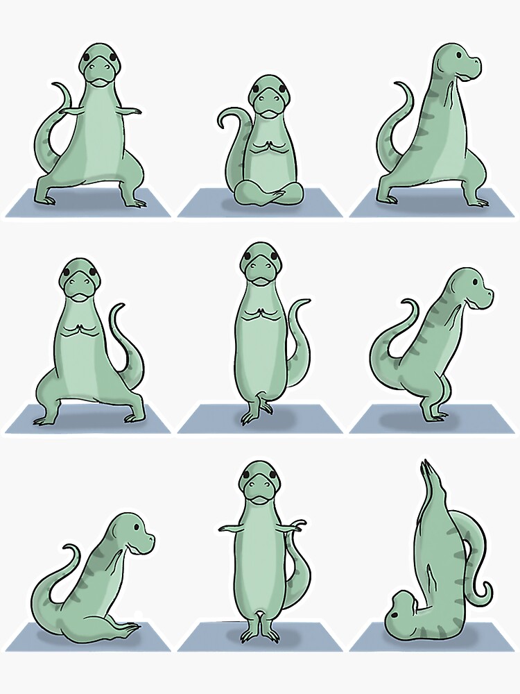 "Tyrannosaurus Trex Dinosaur Yoga Pose" Sticker for Sale by BundlerVq ...
