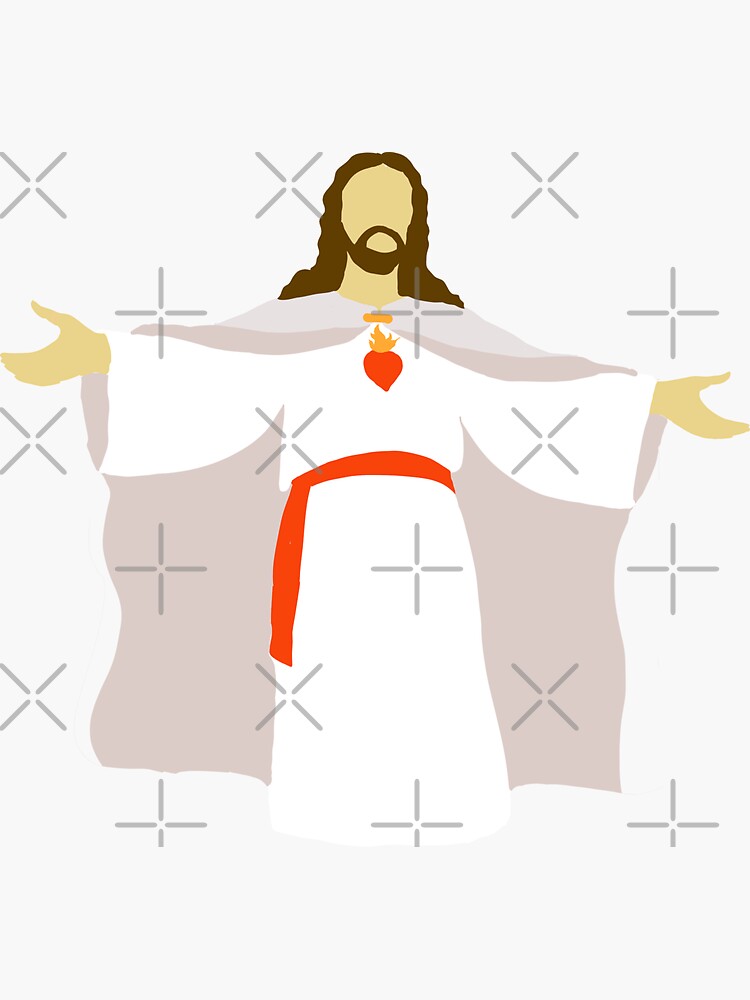 "Sacred Heart of Jesus - graphic art with open arms " Sticker for Sale ...