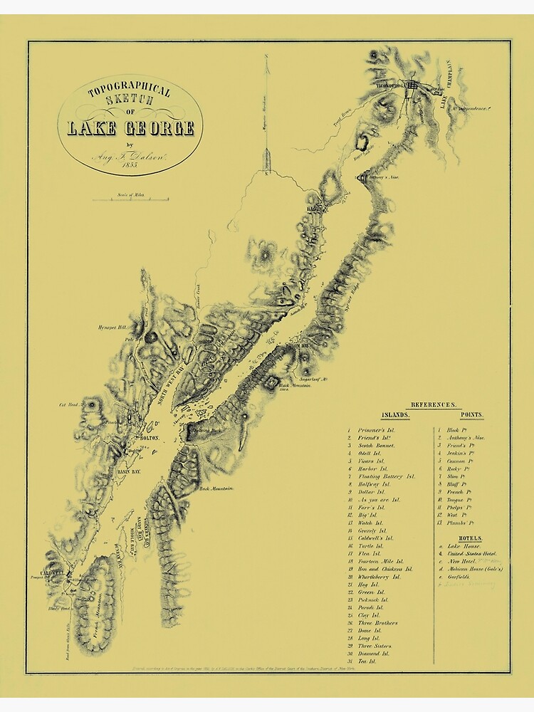 Map of Lake George 1855 Premium Matte Vertical Poster sold by Scott ...