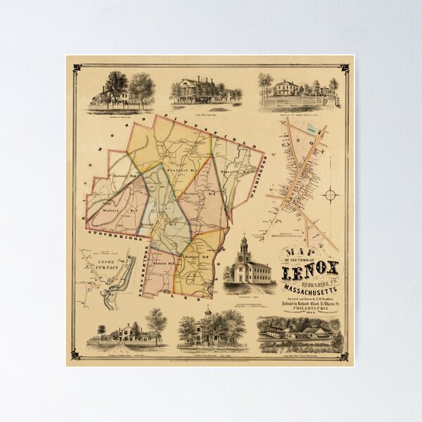 "Map of Lenox Massachusetts 1854" Poster for Sale by mollyfare | Redbubble