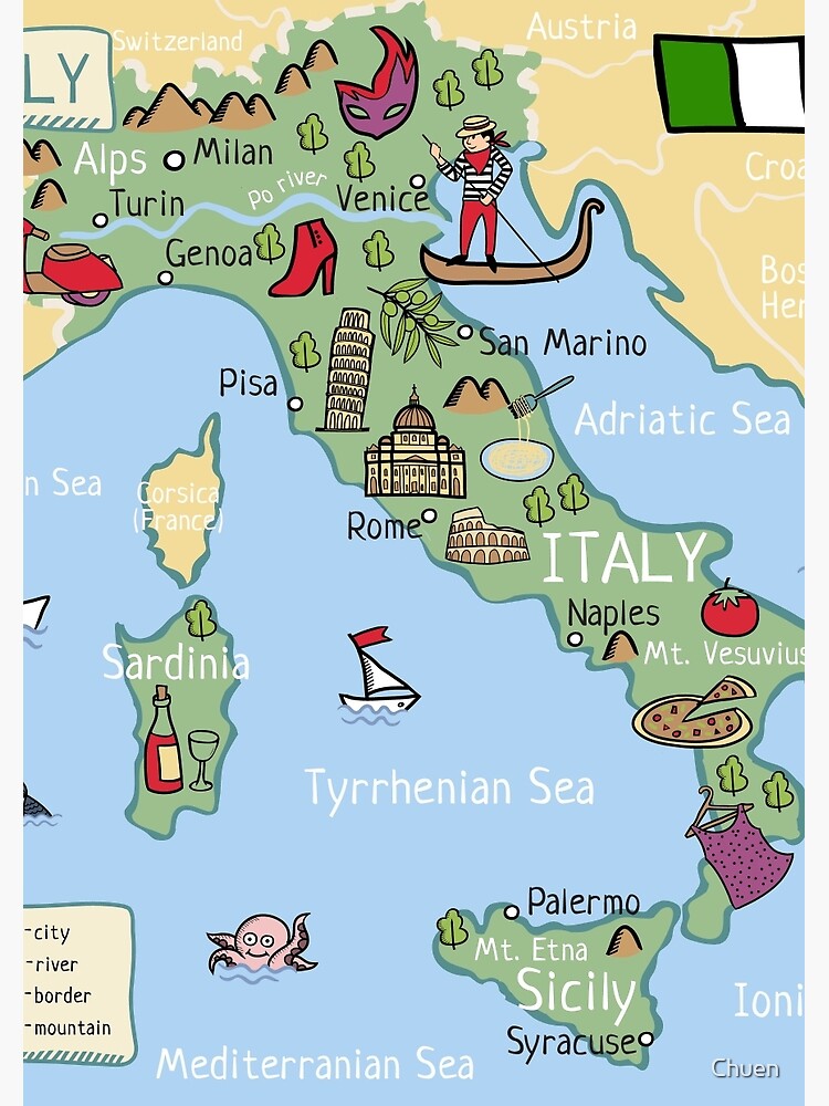 Cartoon Map Of Italy Italy Map Cartoon Map Italy