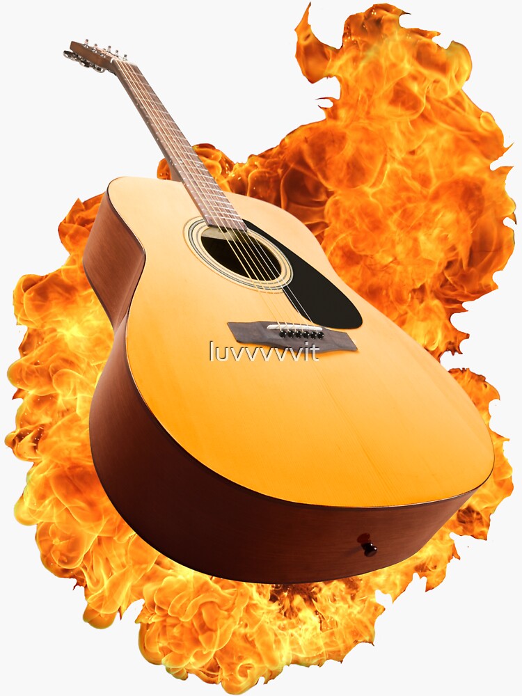 "Acoustic Guitar Explosion Musical Instrument all Fired Up with Energy ...
