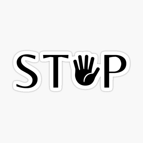 "stop with hand" Sticker for Sale by PuppetMorris | Redbubble