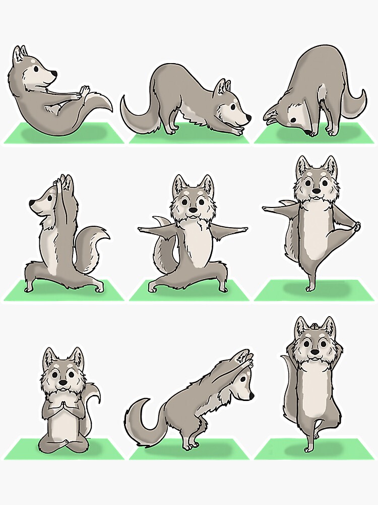 "Wolf Yoga Pose Zen Cute Workout" Sticker for Sale by BundlerVq | Redbubble