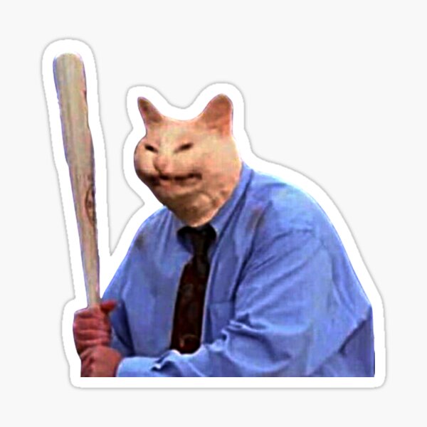  Cat With Bat MEME Sticker For Sale By NathanExp Redbubble