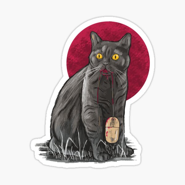 "Cat eats computer mouse" Sticker for Sale by DerSenat | Redbubble
