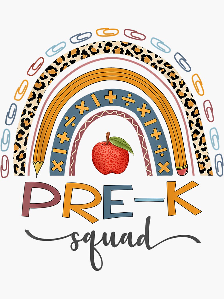 "PreK Squad Teacher Student Boho Rainbow Leopard" Sticker for Sale by ...