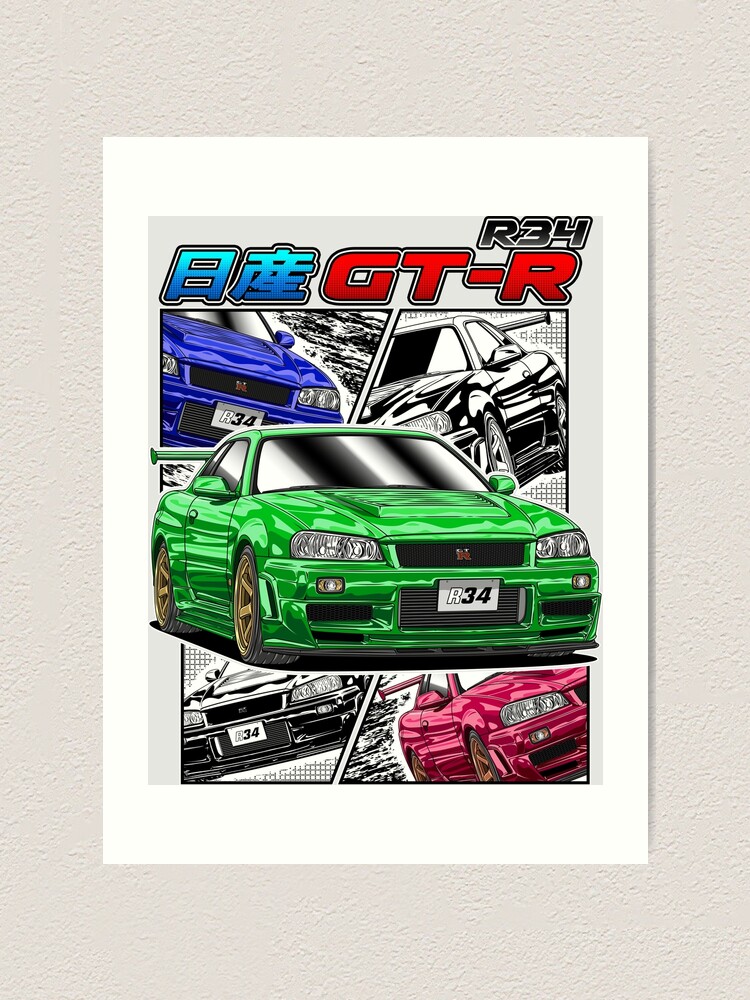 "JDM Nissan Skyline GT-R R34 " Art Print for Sale by Joshirosung ...