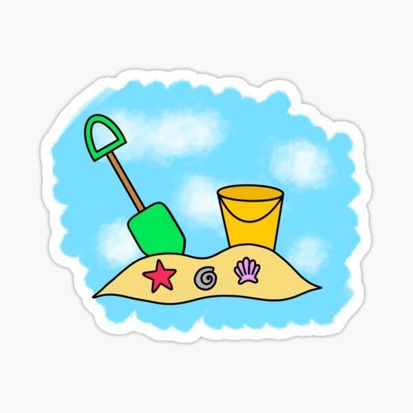 "Beach bucket " Sticker for Sale by chloesartworld | Redbubble
