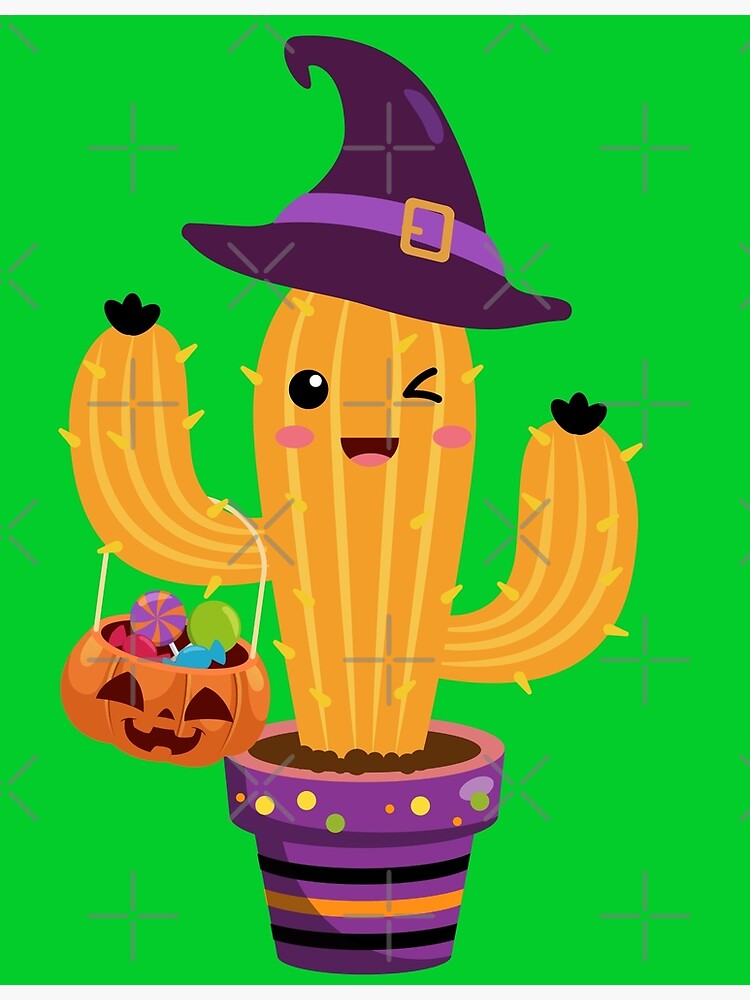 "Cute Halloween Spooky Cactus" Poster for Sale by Cute-World | Redbubble