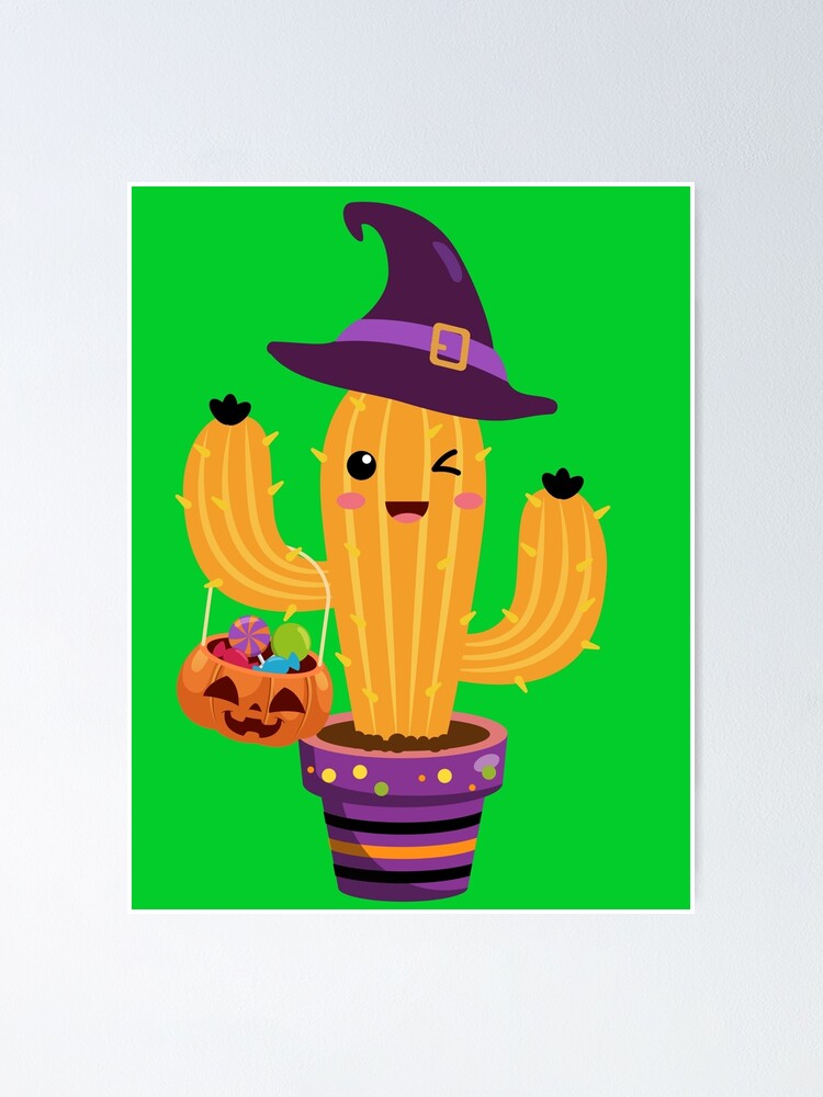 "Cute Halloween Spooky Cactus" Poster for Sale by Cute-World | Redbubble