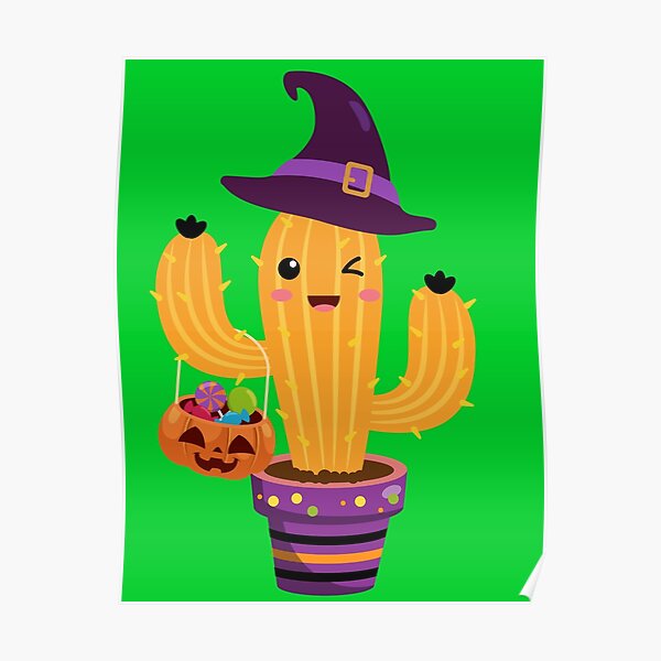 "Cute Halloween Spooky Cactus" Poster for Sale by Cute-World | Redbubble