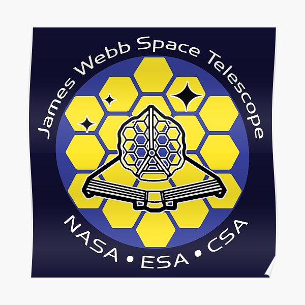 "NASA JWST James Webb space telescope logo honeycomb (white)" Poster ...