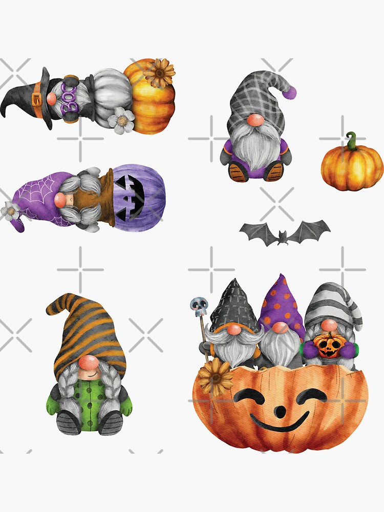 "Cute Halloween Gnome Sticker Pack" Sticker for Sale by BeautyofColor ...