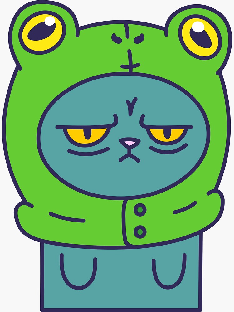 "Frog Hat Cat " Sticker by biiccy | Redbubble