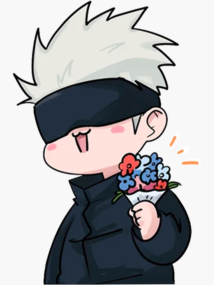 "Jujutsu kaisen gojo satoru holding flowers" Sticker for Sale by ...
