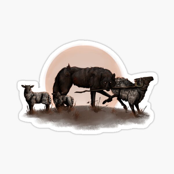 "The Shepard- Wolf and sheep dark fairytale design" Sticker for Sale by ...
