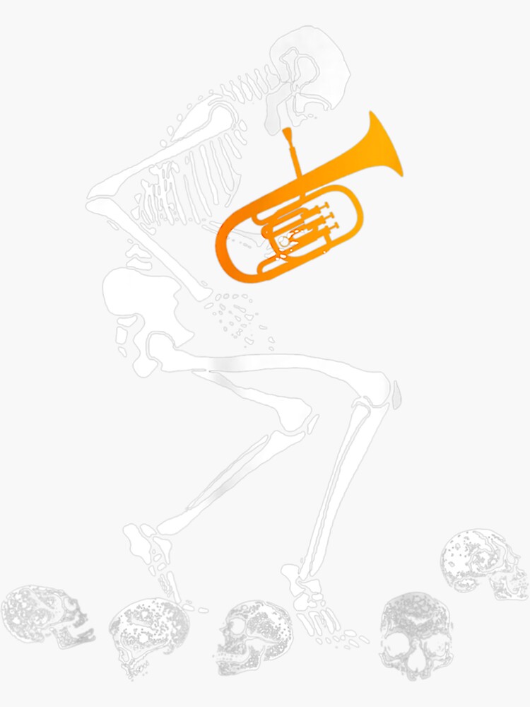 " Dancing Skeleton Playing Tuba Halloween" Sticker for Sale by wnancy ...