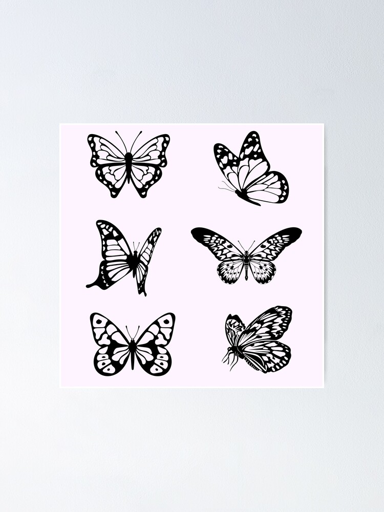 "Beautiful black butterflies sticker pack" Poster for Sale by ...