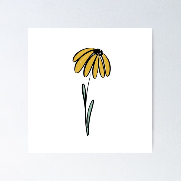 "yellow flower line art" Poster for Sale by emmaleighhowie | Redbubble