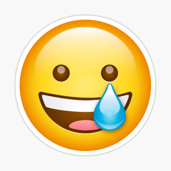 "Desperate Relatable Emoji Cry and Smile" Sticker for Sale by PogDesign ...