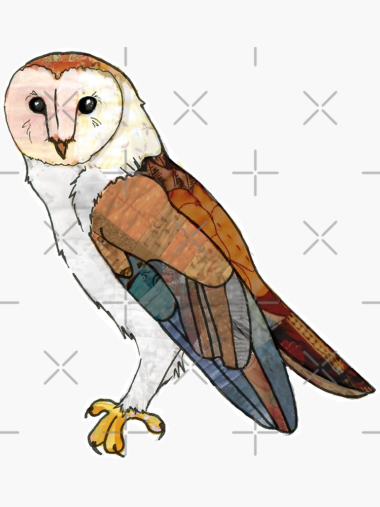 "Barn owl Patchwork" Sticker for Sale by katherineblower | Redbubble