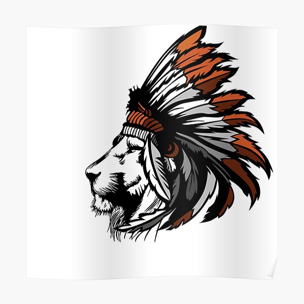 "Lion Native American" Poster for Sale by Colandia | Redbubble