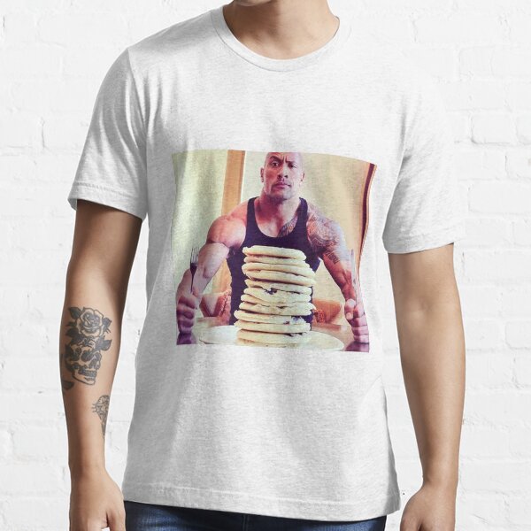 "Dwayne The Rock Johnson Eating Blueberry Pancakes" T-shirt for Sale by ...