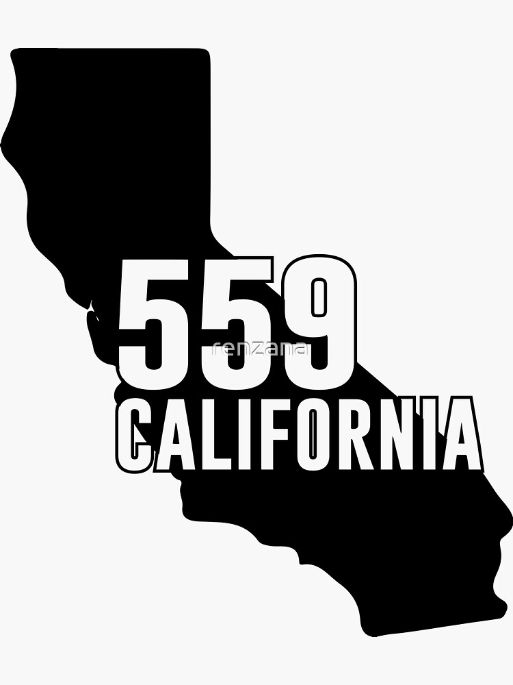 "559 Area Code Of Fresno California Map" Sticker for Sale by renzana ...