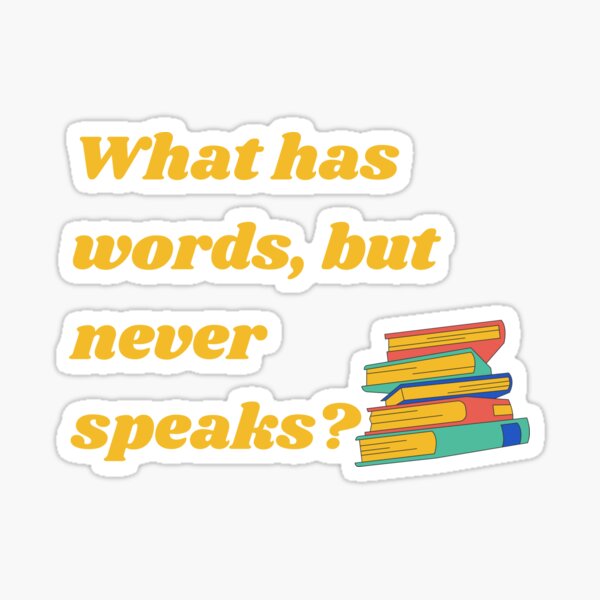 "Cool riddles for kids - What has words" Sticker for Sale by tkc96 ...