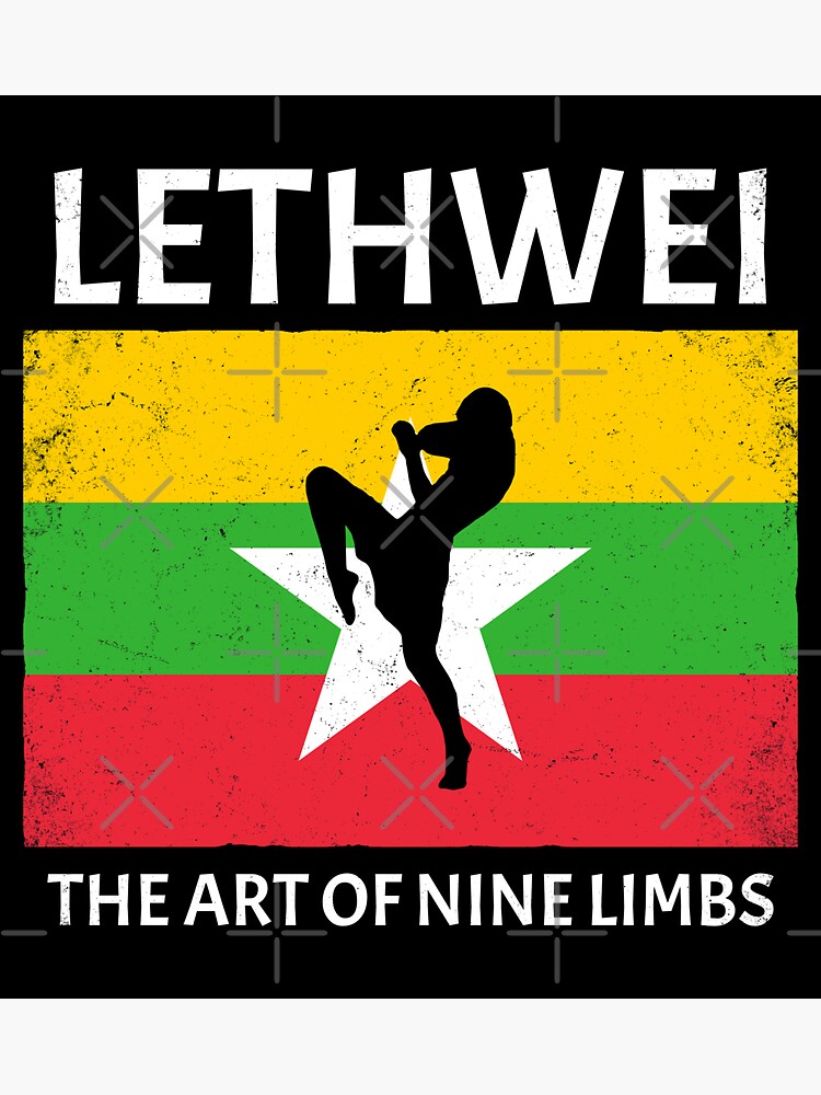 "Lethwei fighter flag of Myanmar" Sticker for Sale by NicGrayGraphic ...