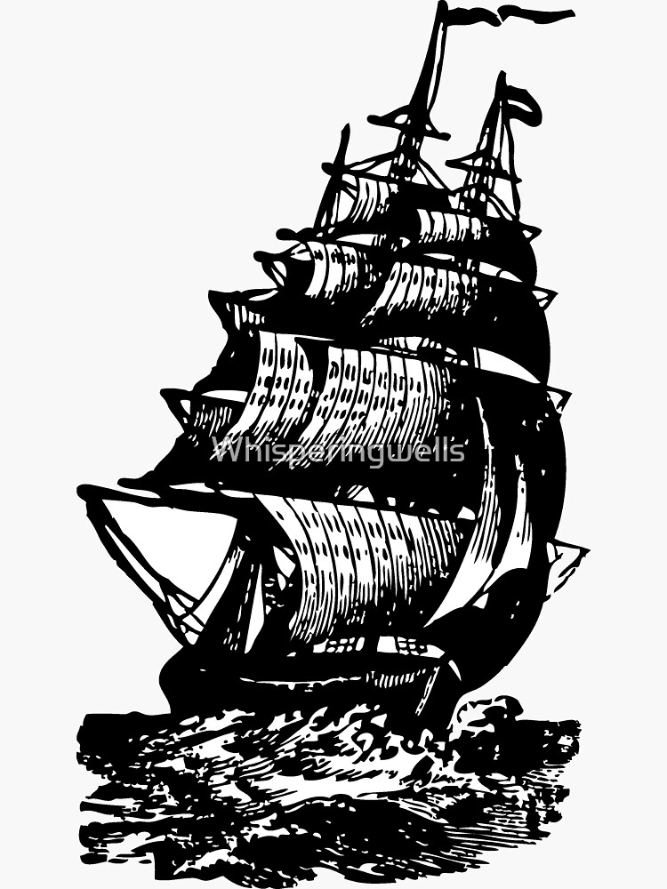 "VINTAGE SHIP" Sticker for Sale by Whisperingwells | Redbubble
