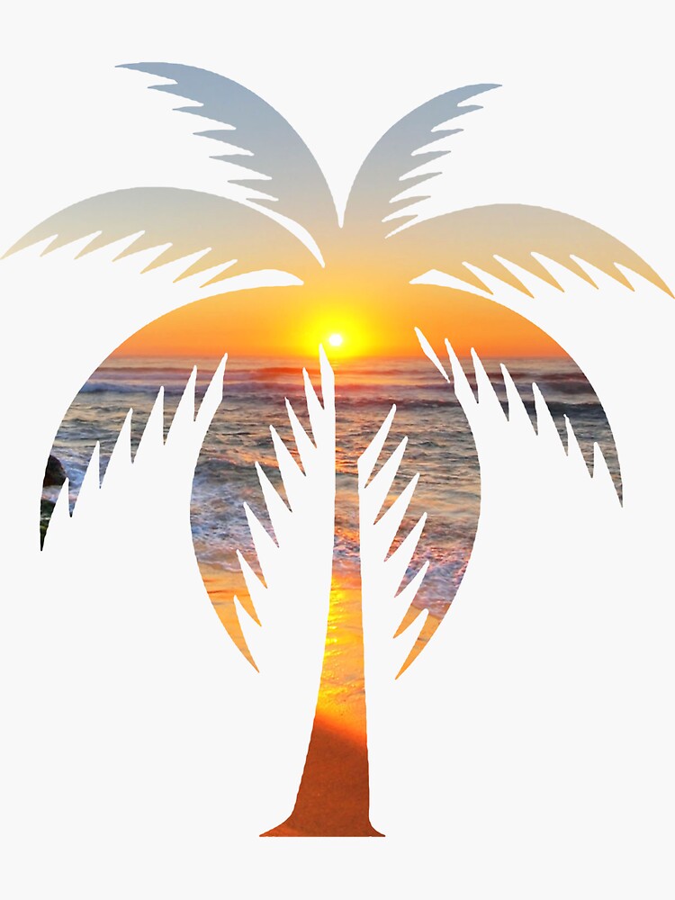 "Palm Tree Beach" Sticker for Sale by MickeyRemnant | Redbubble
