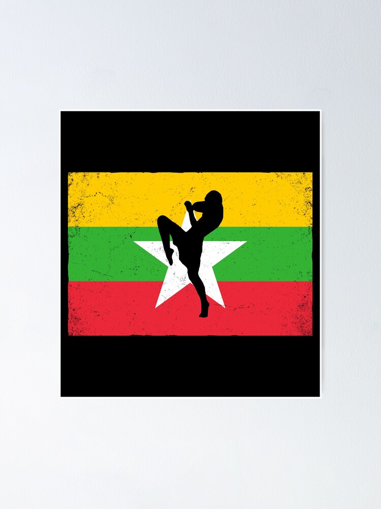 "Lethwei flag of Myanmar" Poster by NicGrayGraphic | Redbubble