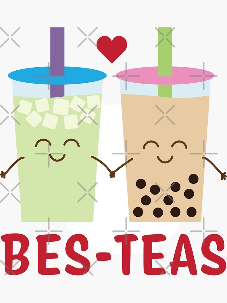 "Besties Boba Tea Friendship Best Friends Matcha Milk Tea Cute" Sticker ...