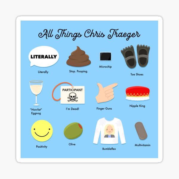 "Parks and Rec All Things Chris Traeger " Sticker for Sale by ...