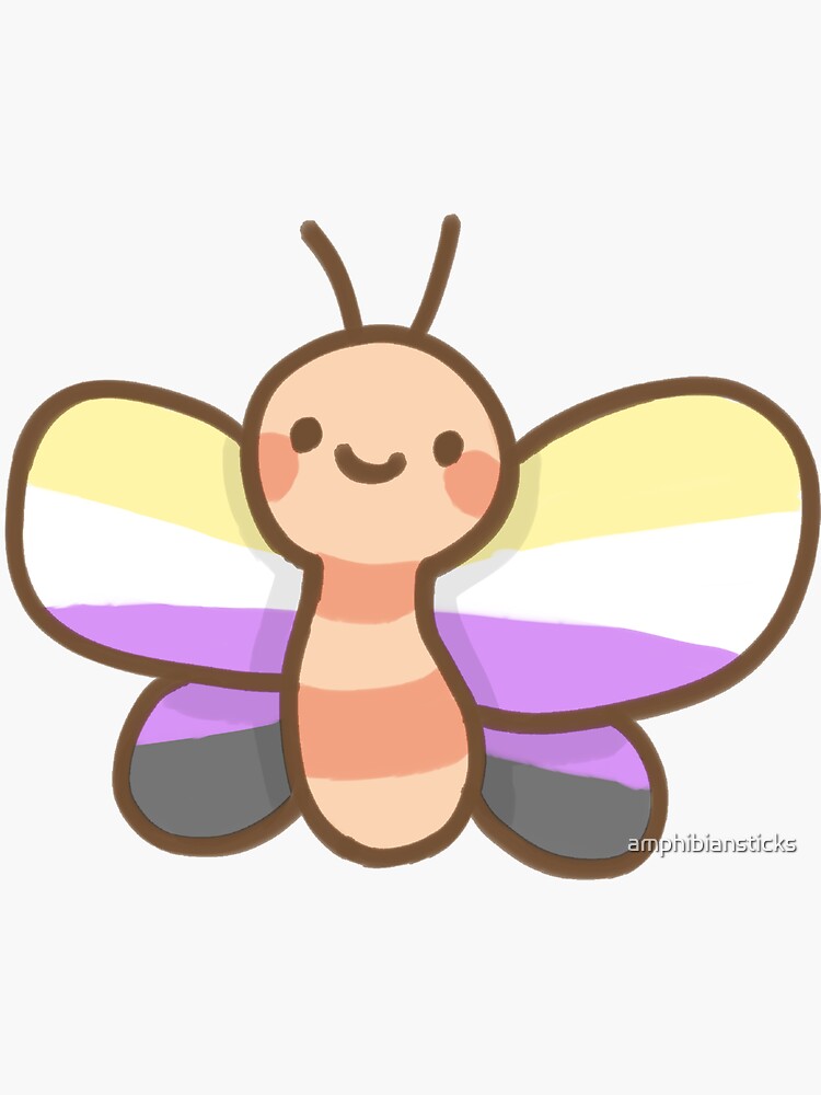 "non-binary pride butterfly" Sticker for Sale by amphibiansticks | Redbubble