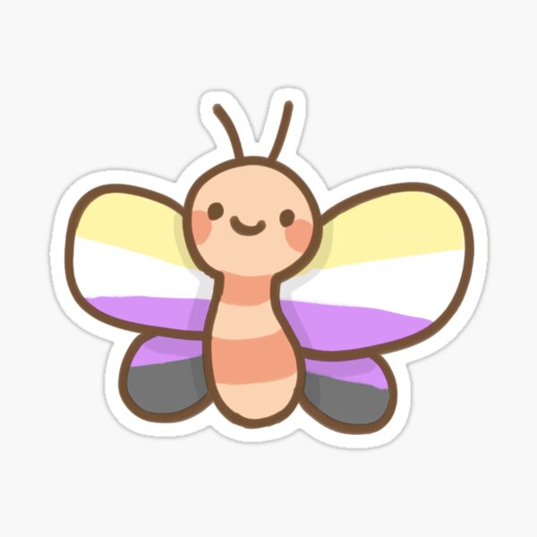 "non-binary pride butterfly" Sticker for Sale by amphibiansticks ...