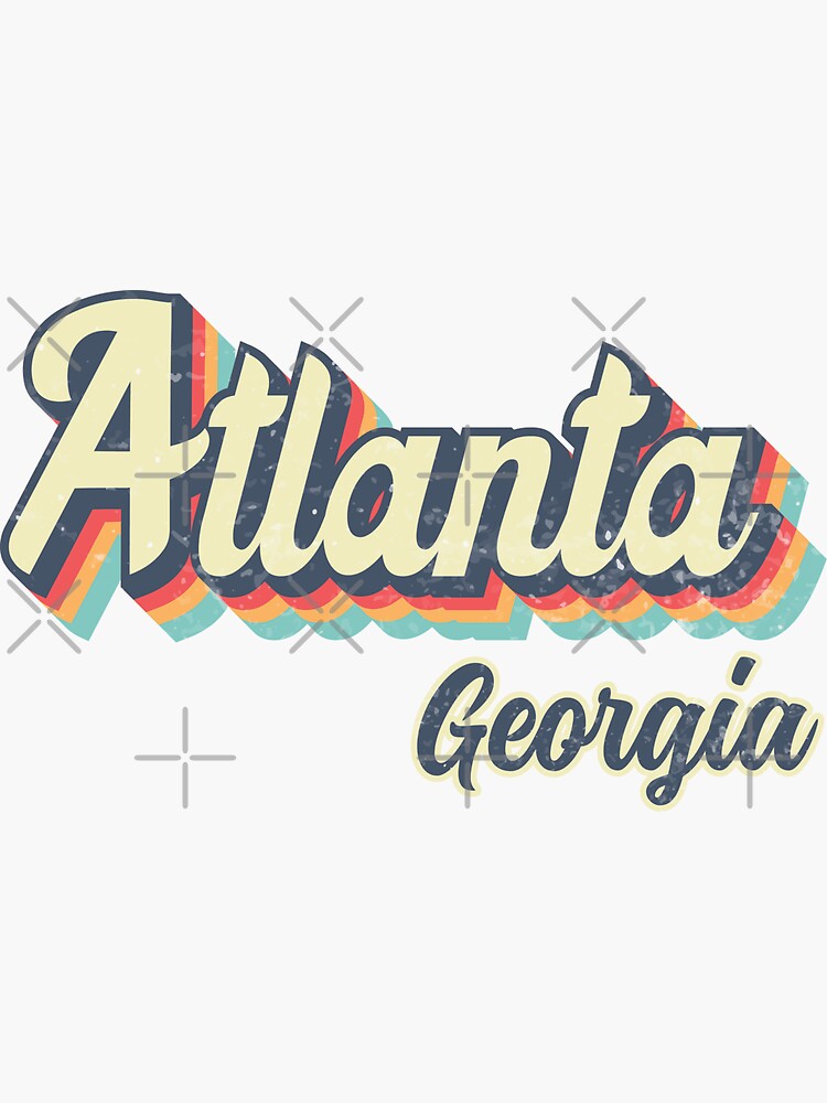 "Atlanta city Georgia Retro Vintage 70s rainbow" Sticker for Sale by ...