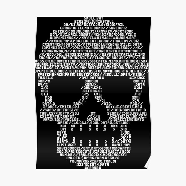 "Cyberpunk ASCII Skull" Poster for Sale by Kiboune | Redbubble