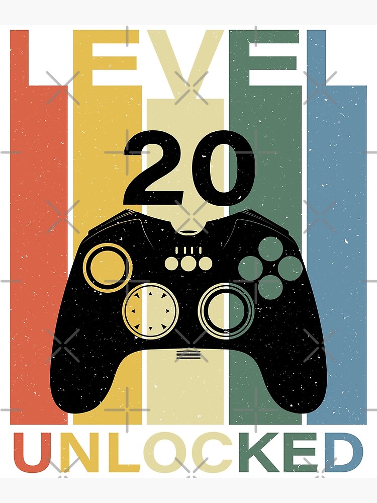 "Level 20 Unlocked 20th Birthday Funny Gamer" Poster for Sale by ...