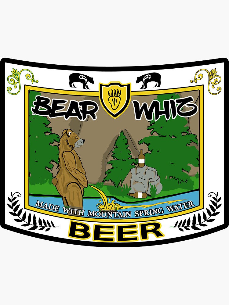 "Funny Beer Label Bear Whiz Beer For The Outdoorsman" Sticker for Sale ...